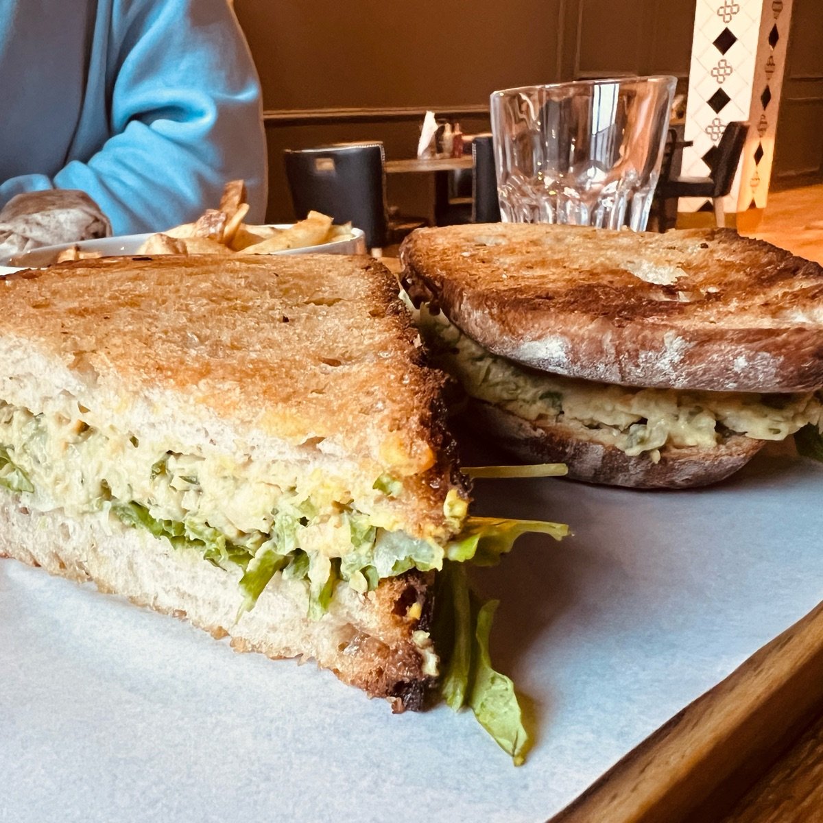 Lemon and dill chickpea hot press sandwich at Bootlegger Coffee Company ...