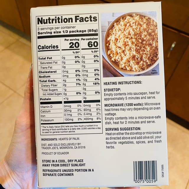 Riced Hearts of Palm from Trader Joe's - Vegan Product Reviews & Ratings | abillion