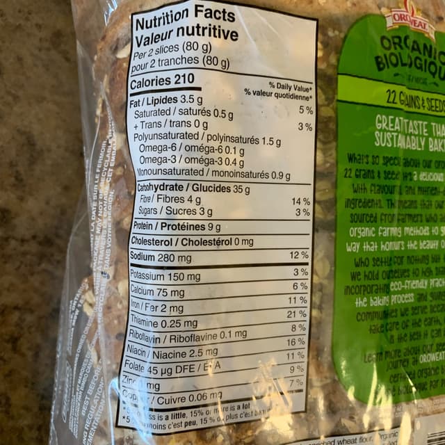 Organic Loaf 22 Grains & Seeds at Oroweat - Review by @louisg | abillion