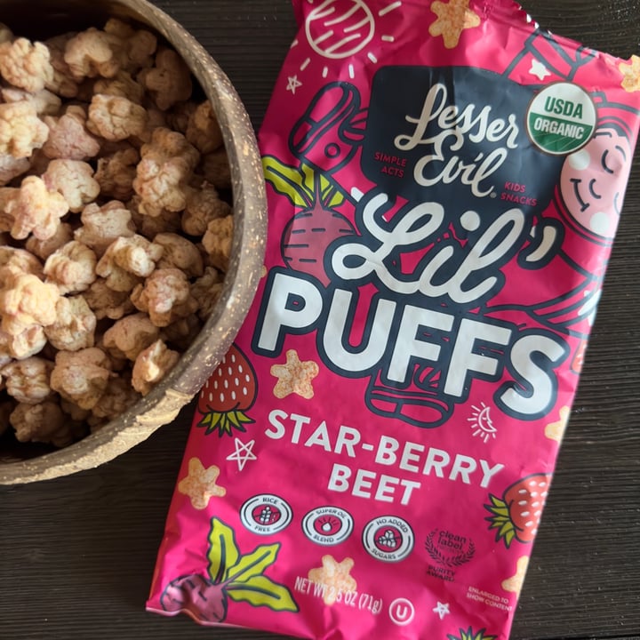 Lesser Evil Snacks Lil’ Puffs STAR-BERRY BEET Review | abillion