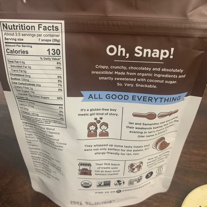 emmy's organics Chocolate Chip Brownie Snaps Review | abillion