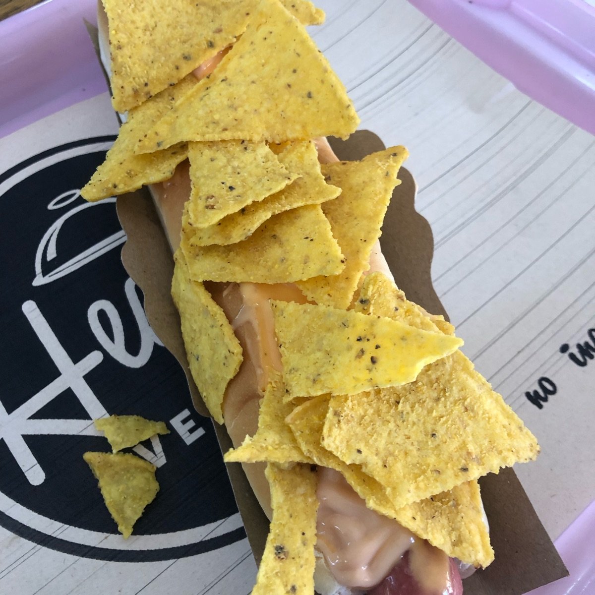Super Pancho con Nachos y Cheddar at Heaven (Delivery and Take-away ...