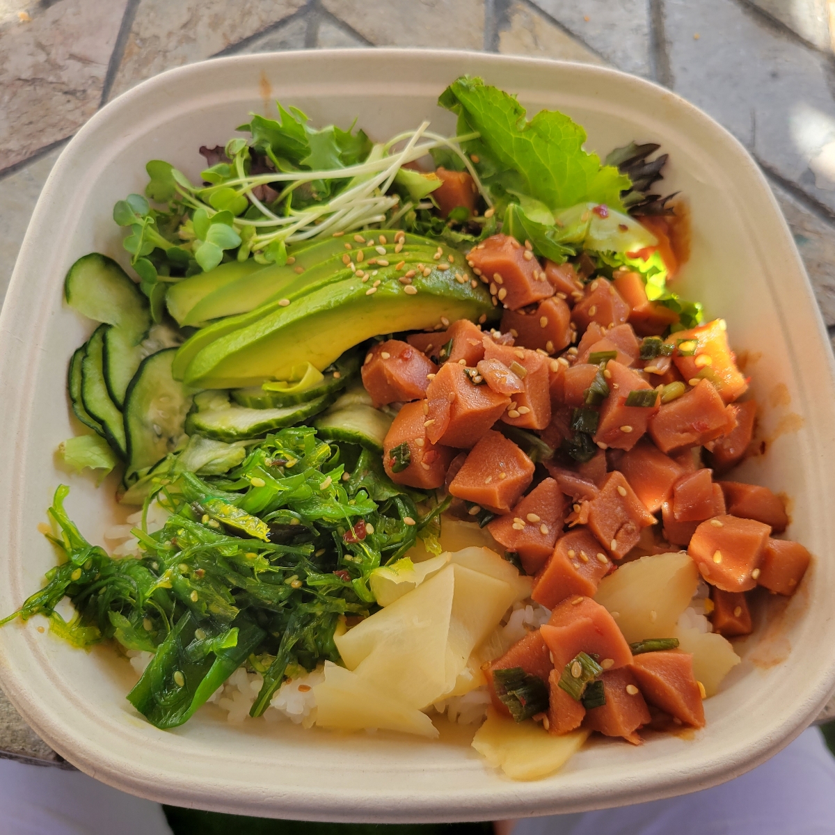 Japanese Wasabi "Tuna" Poke Bowl at Pacific Catch, San Mateo - Vegan ...