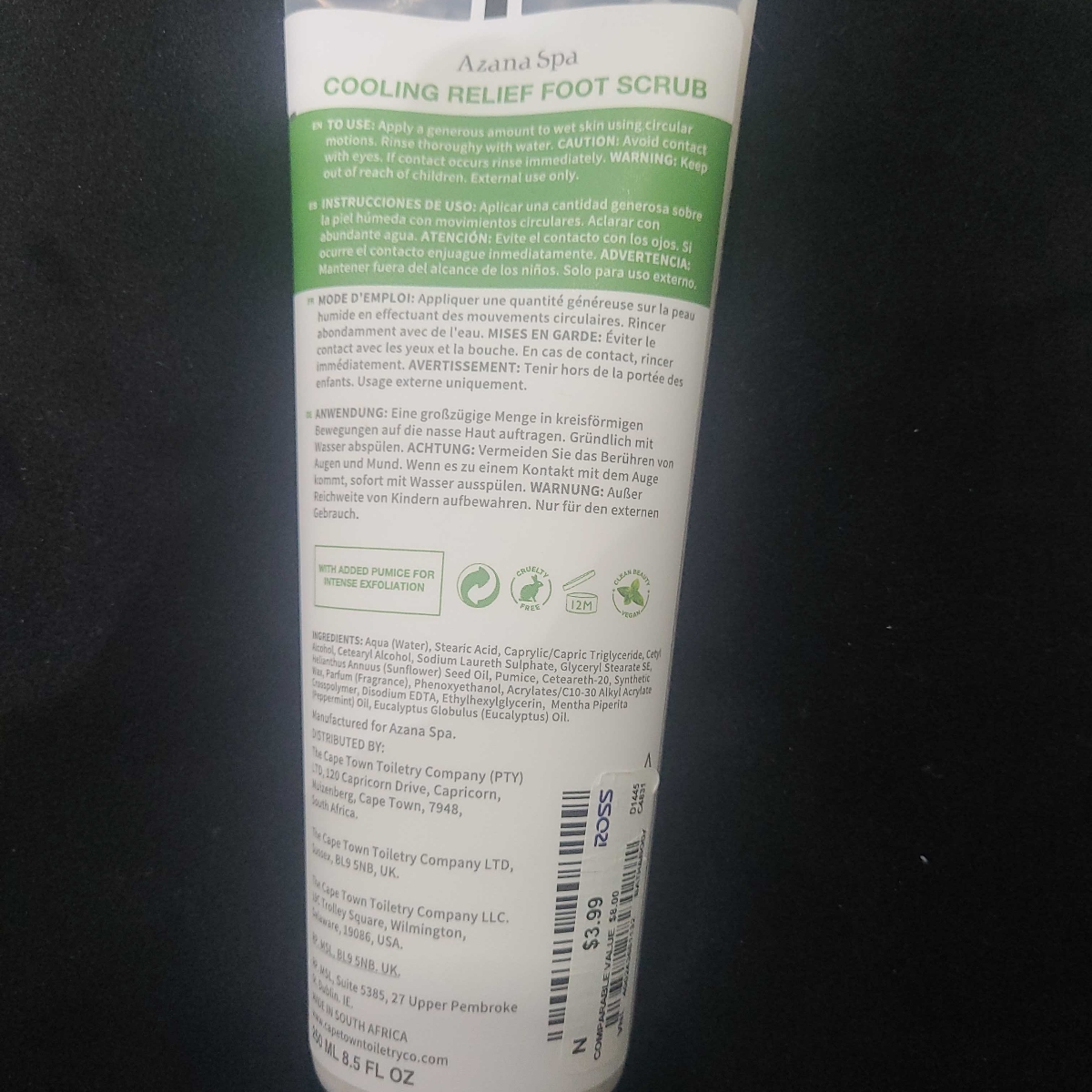 Cooling Relief, Foot Scrob from azana spa - Vegan Product Reviews ...