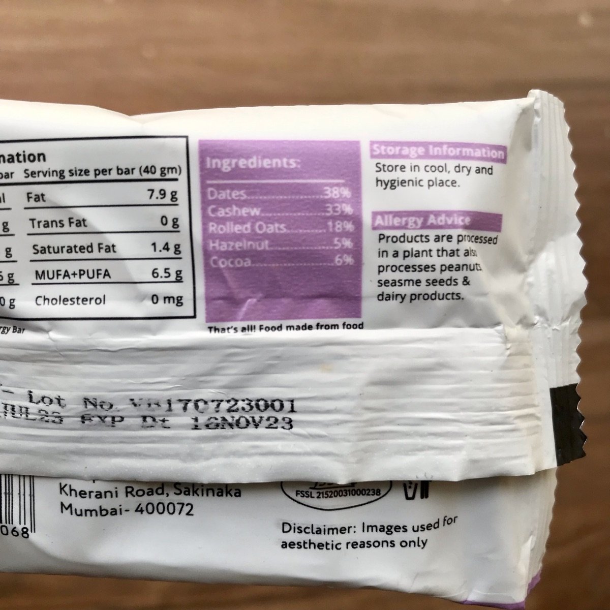 Dark Cocoa Hazelnut Energy Bar from Monkey Bar - Vegan Product Reviews ...