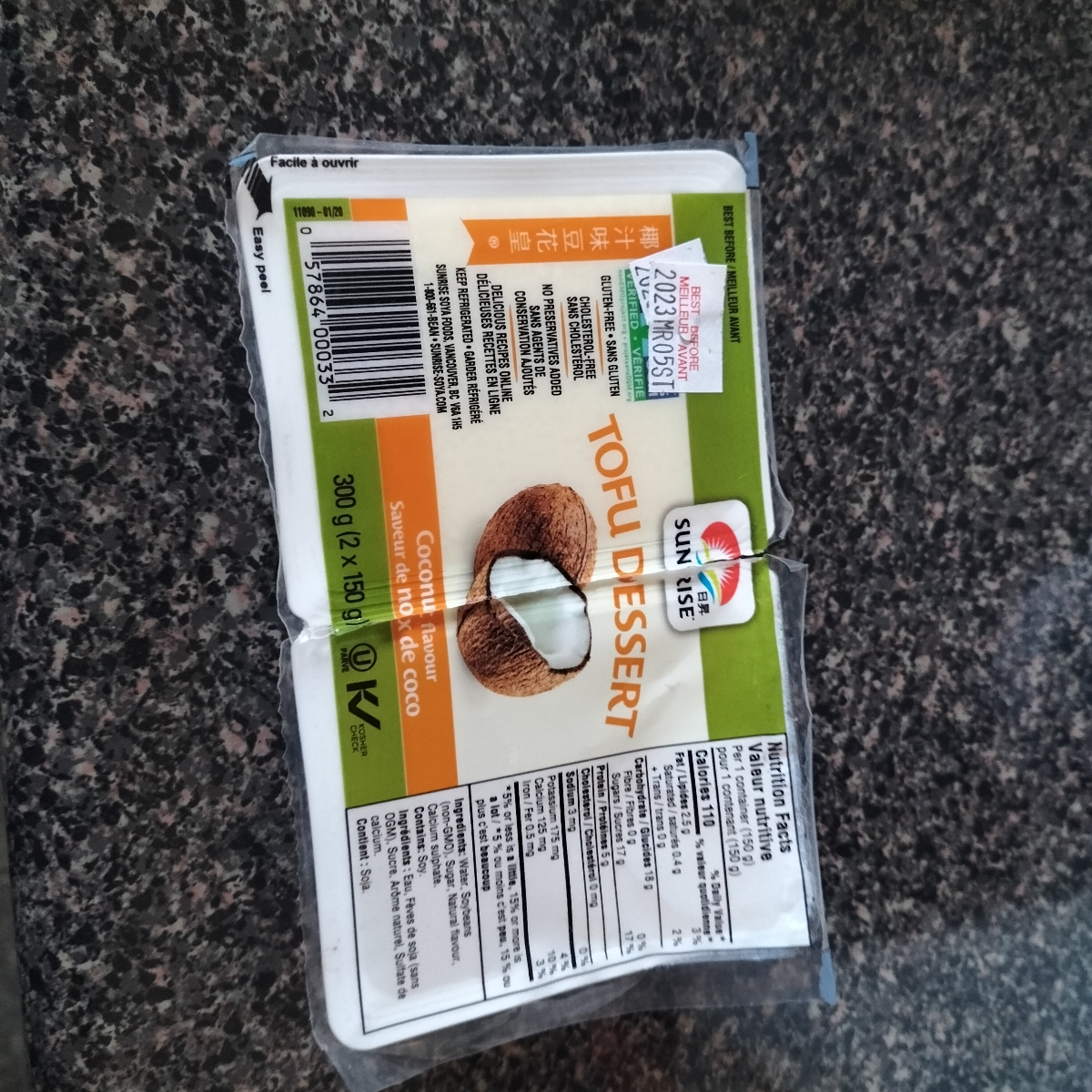 Coconut Flavor Tofu Dessert from Sunrise Soya Foods - Vegan Product Reviews & Ratings | abillion