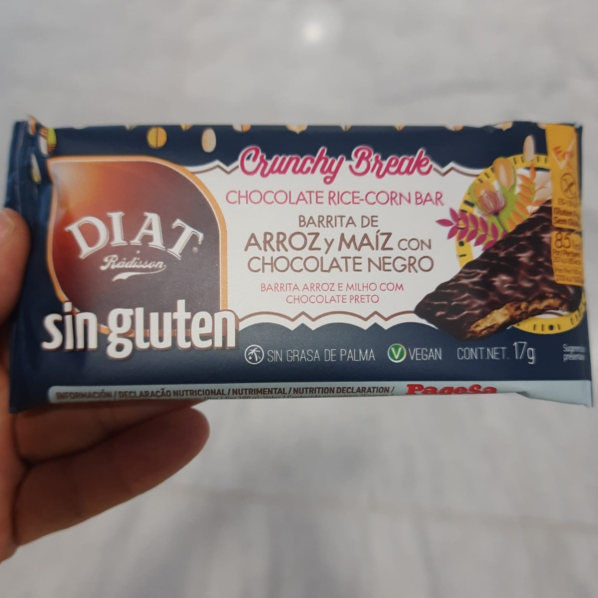barrita de arroz y maiz con chocolate negro from diat - Vegan Product ...
