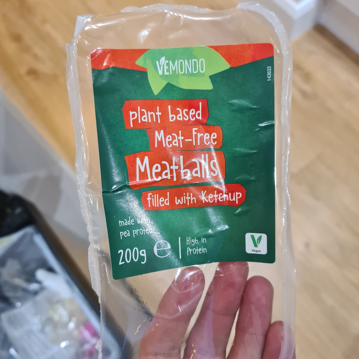 Plant based meat-free meatballs filled with ketchup from Vemondo ...