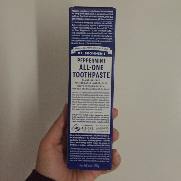 Dr. Bronner's Peppermint all in one toothpaste Review | abillion