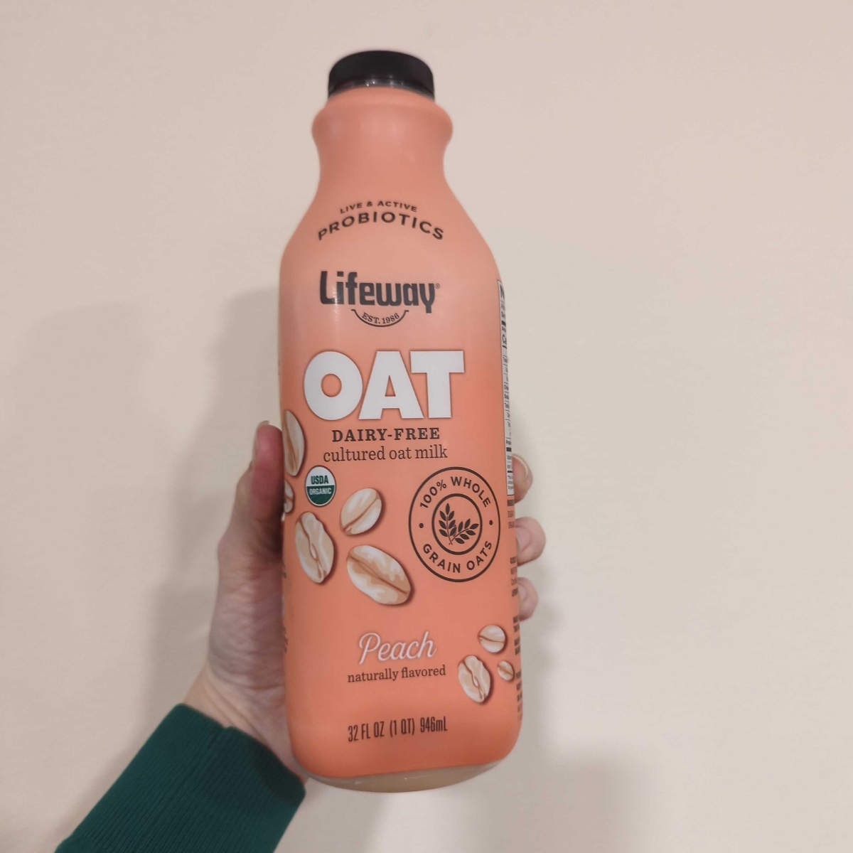 probiotic cultured oat milk peach flavor from Lifeway - Vegan Product ...