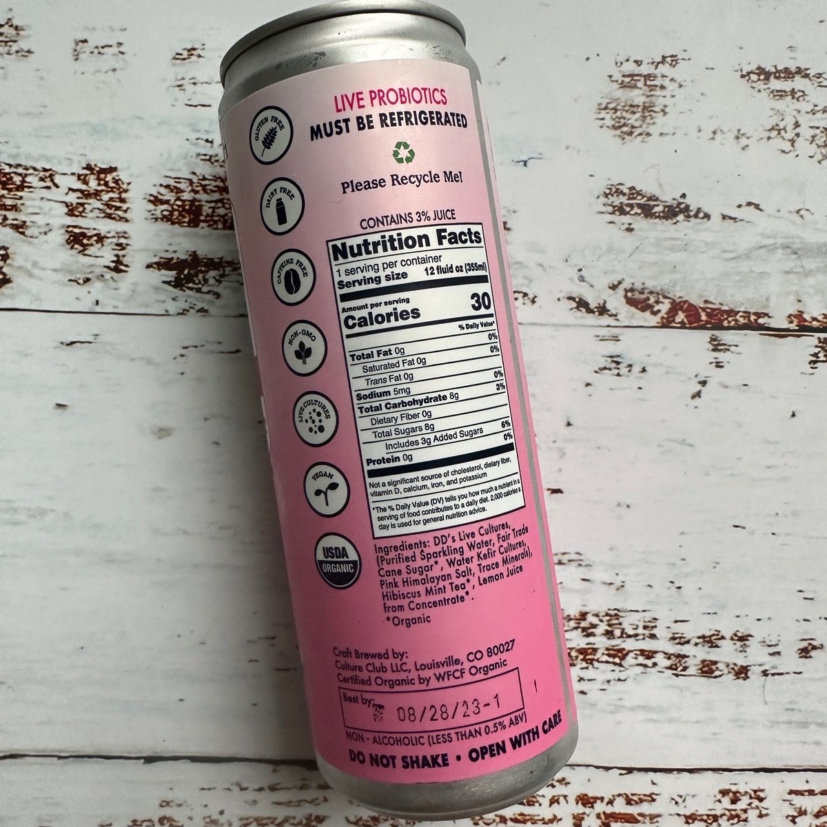 Sparkling Probiotic Drink Hibiscus Cooler from Doctor D's - Vegan ...