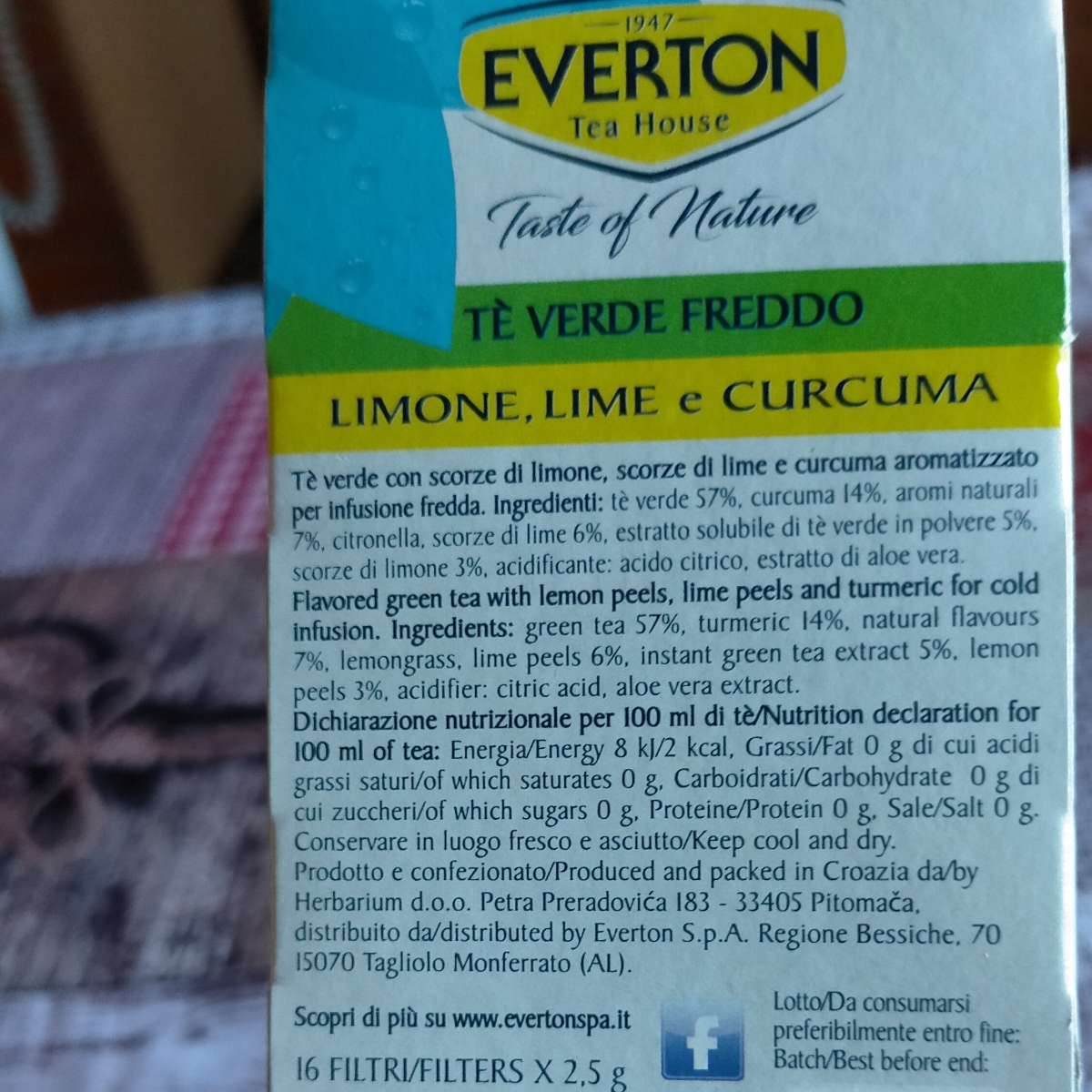 Te Verde Freddo Limone Lime E Curcuma from Everton tea house - Vegan ...