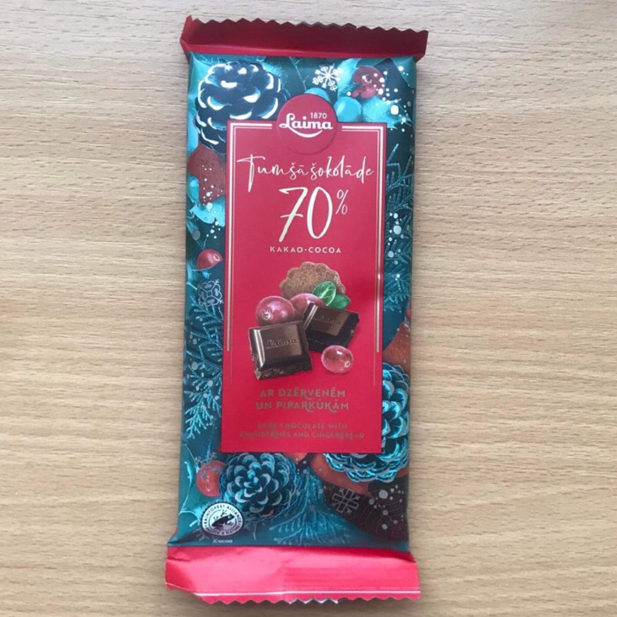 Dark Chocolate With Cranberries And Gingerbread from Laima - Vegan ...