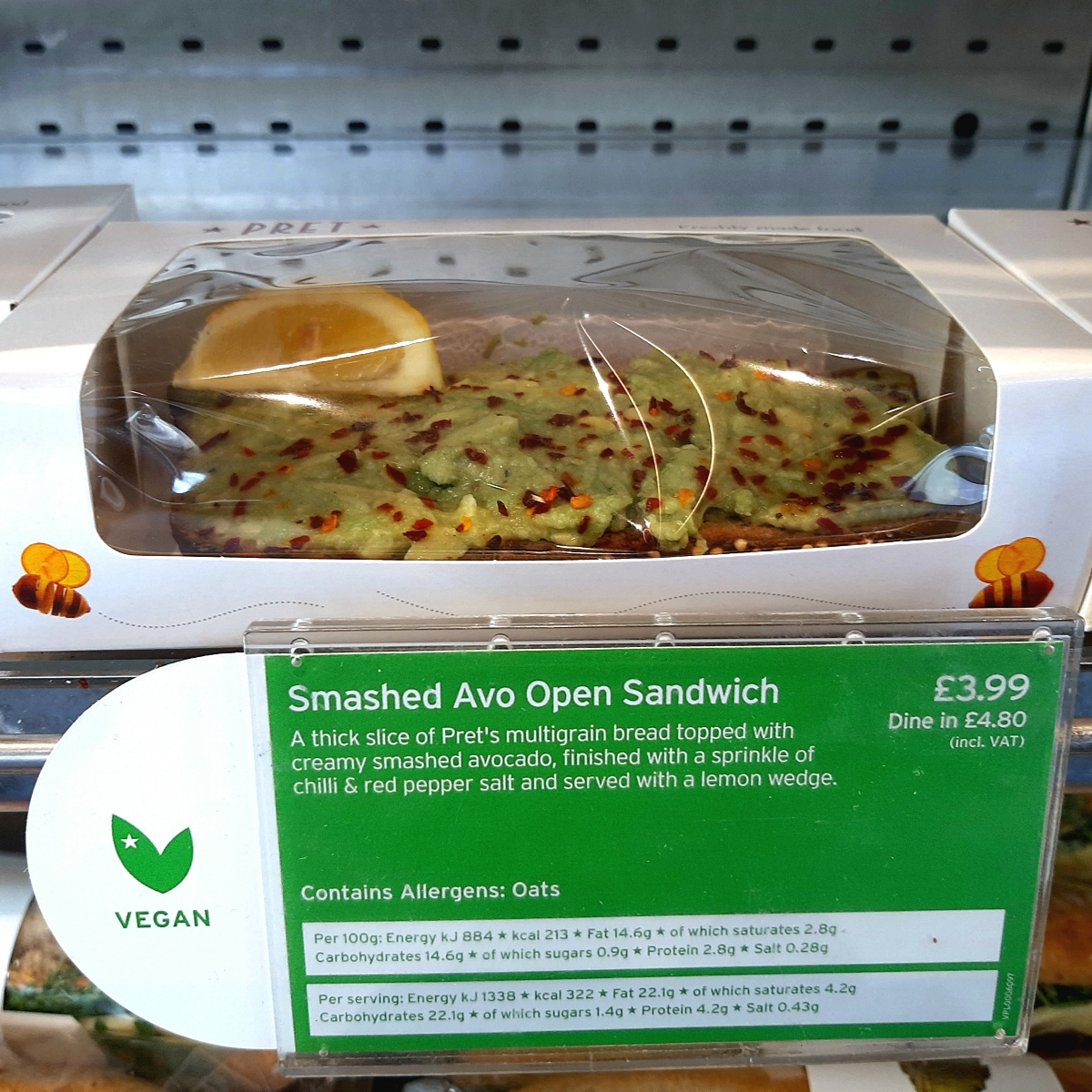 smashed avo open sandwich from Pret A Manger - Vegan Product Reviews ...