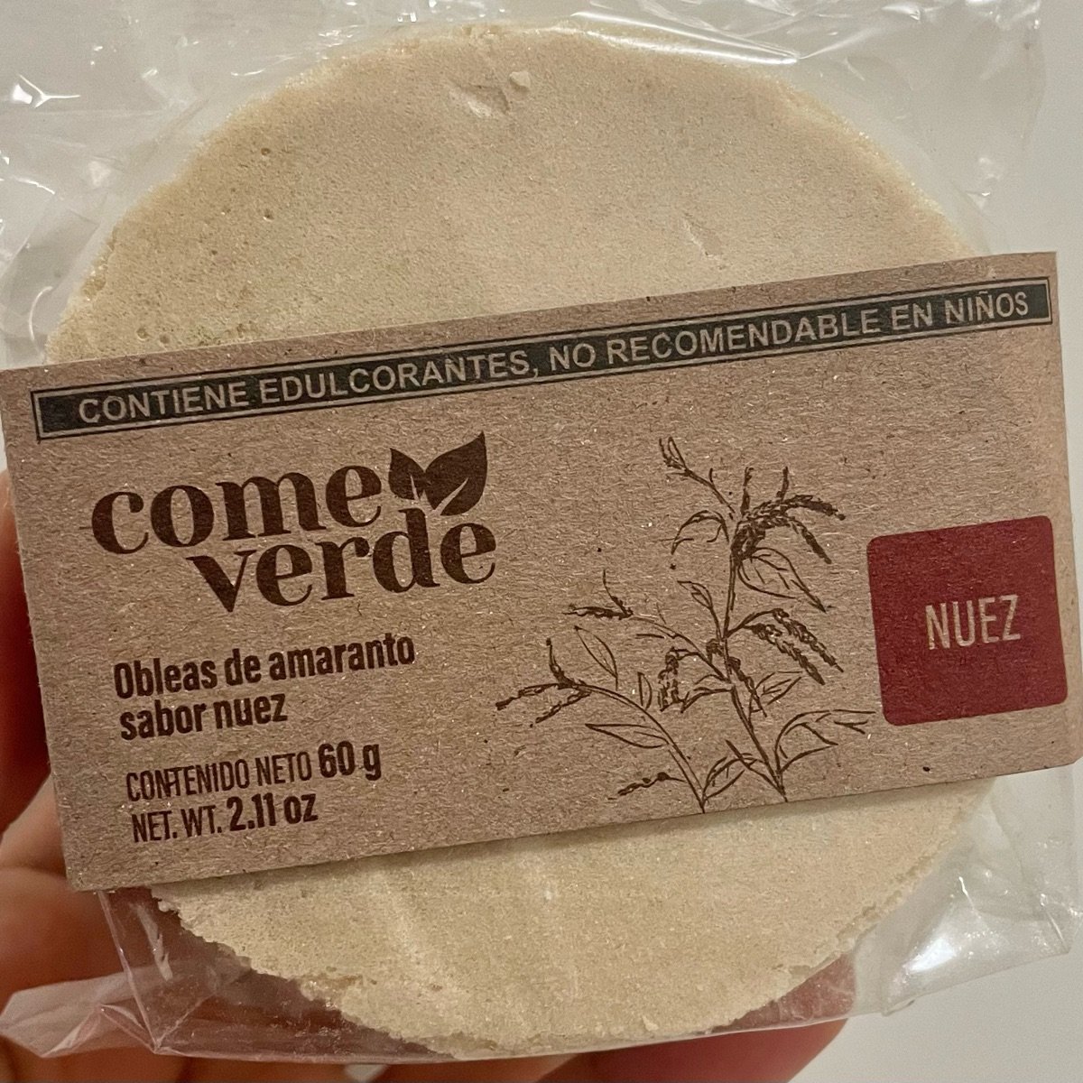 Obleas De Amaranto Sabor Nuez from Come Verde - Vegan Product Reviews ...