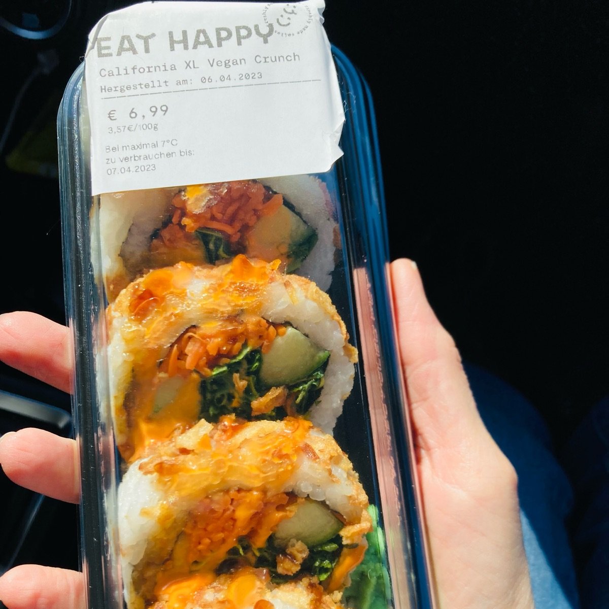 California XL veggie crunch from Eat Happy Sushi - Vegan Product ...