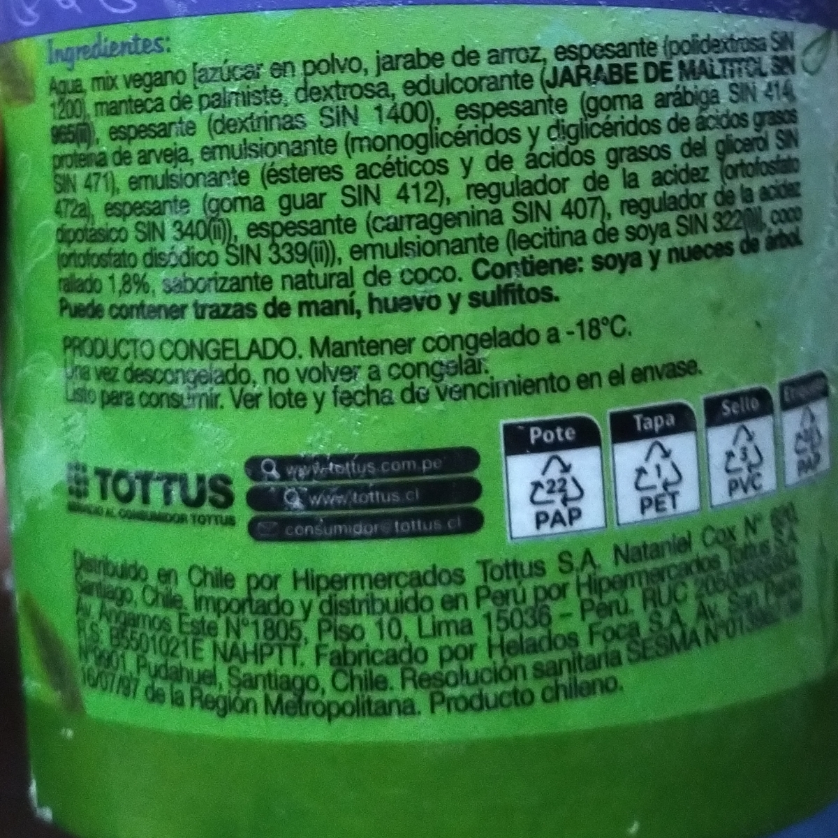 Helado Sabor Coco from tottus life - Vegan Product Reviews & Ratings ...