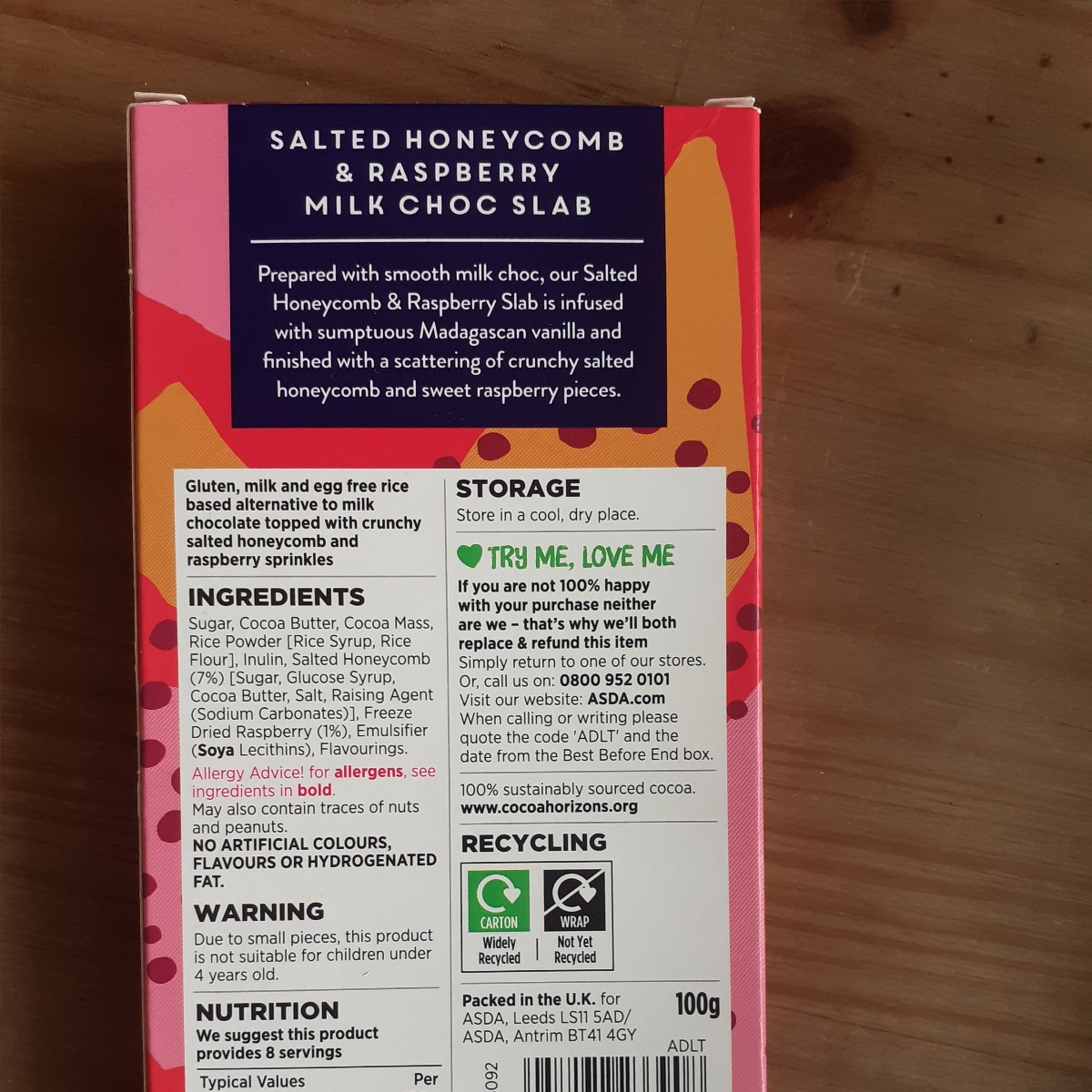 salted honeycomb & raspberry chocolate slab from Asda extra special ...