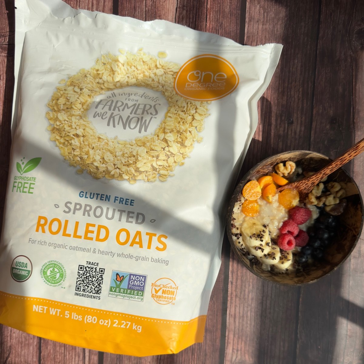 Gluten free sprouted rolled oats from One Degree Organic Foods - Vegan ...