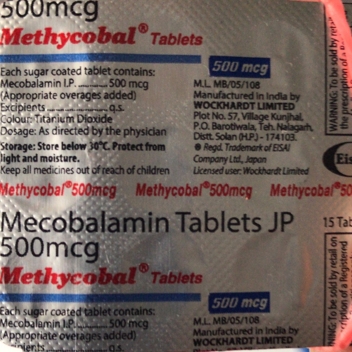 Methycobal 500mg from Wockhardt - Vegan Product Reviews & Ratings ...