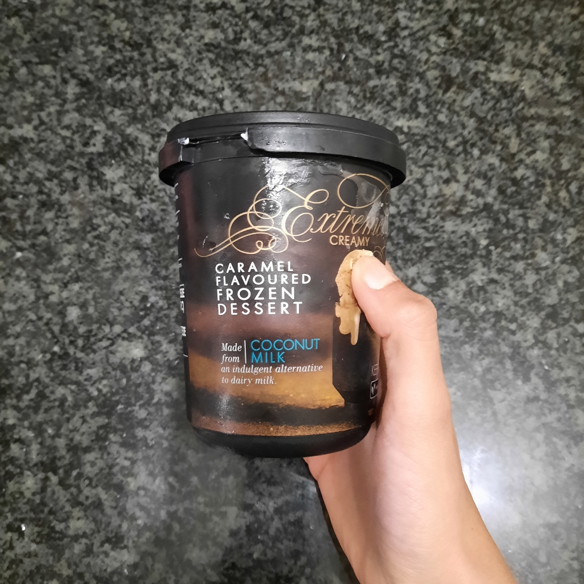 Caramel flavour frozen desert from Extremely Creamy - Vegan Product ...