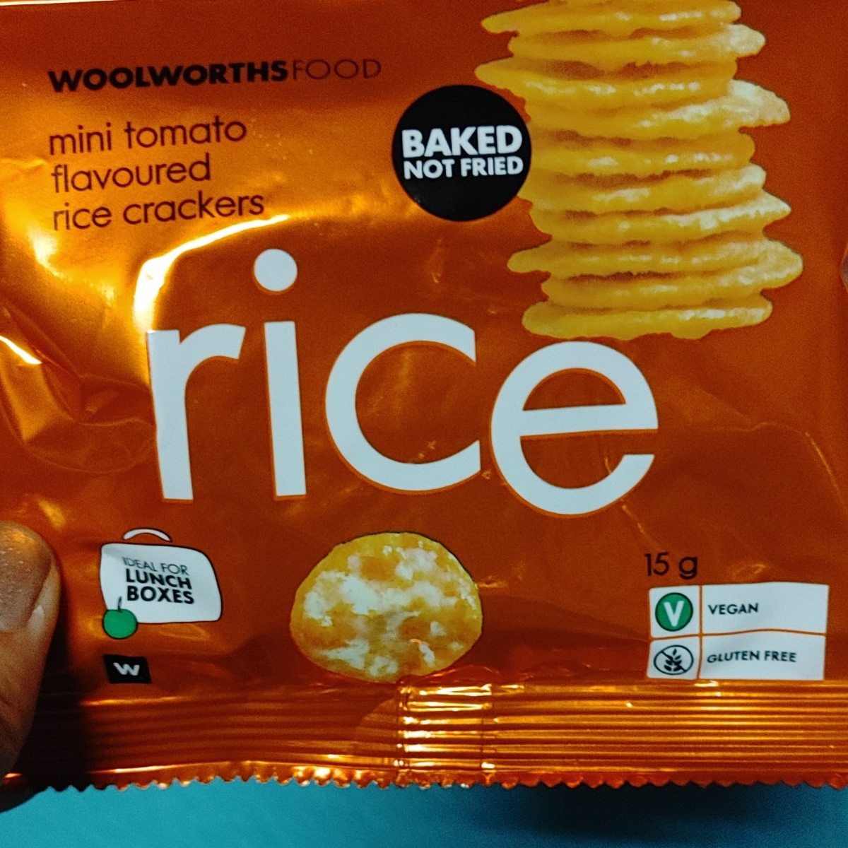 Mini tomatoe flavoured rice crackers from Woolworths - Vegan Product ...