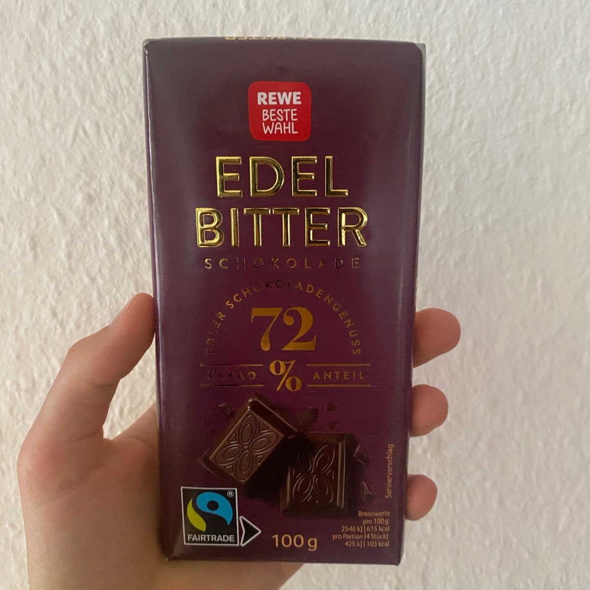 Edelbitter Schokolade 72% from REWE Beste Wahl - Vegan Product Reviews ...
