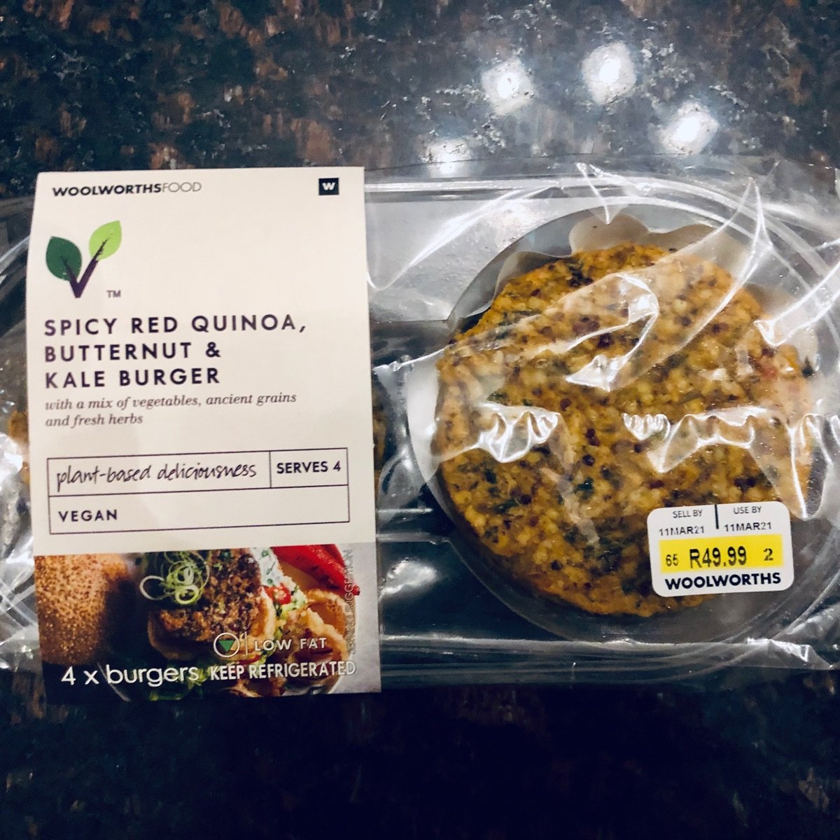 Spicy Red Quinoa, Butternut & Kale Burger from Woolworths - Vegan ...