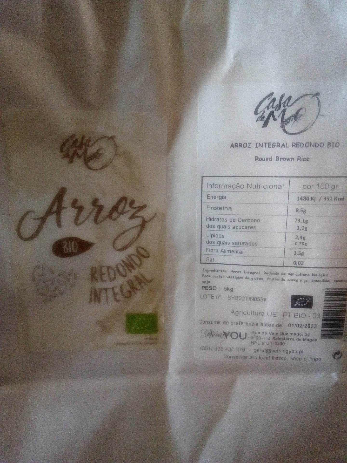 Arroz Redondo Integral Bio - 5 Kilos from Casa da Mo - Vegan Product ...