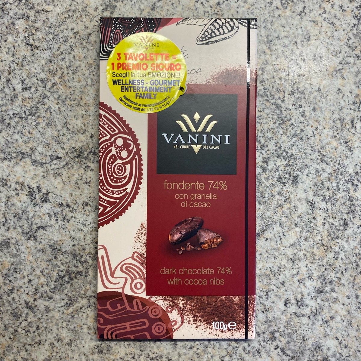 Cioccolato fondente 74% con granella di cacao from Vanini - Vegan ...