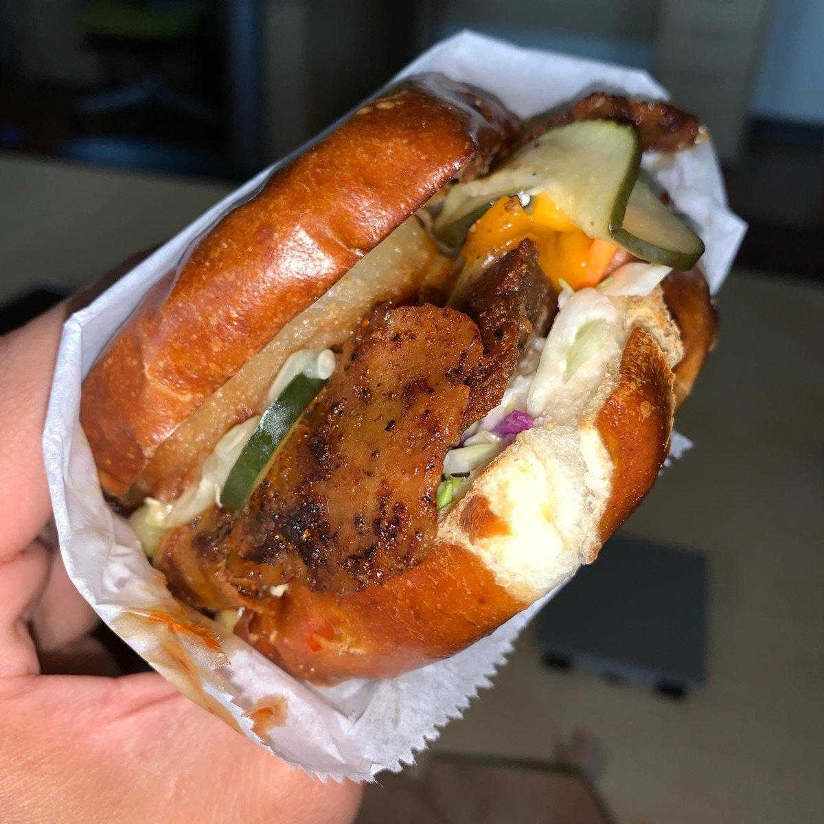 BBQ brisket burger at Native Foods Cafe, Los Angeles - Vegan Dish ...