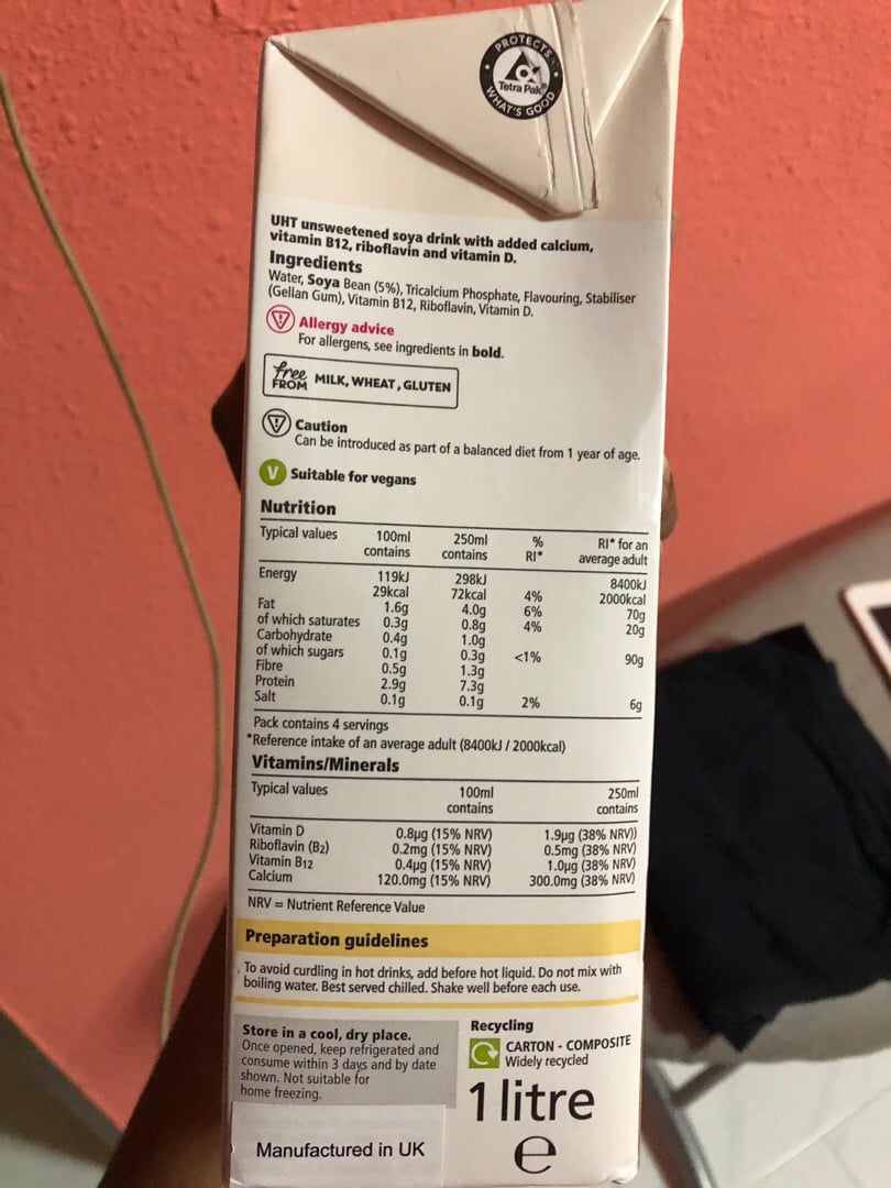 Everyday Value Unsweetened Soya Drink from Tesco - Vegan Product ...