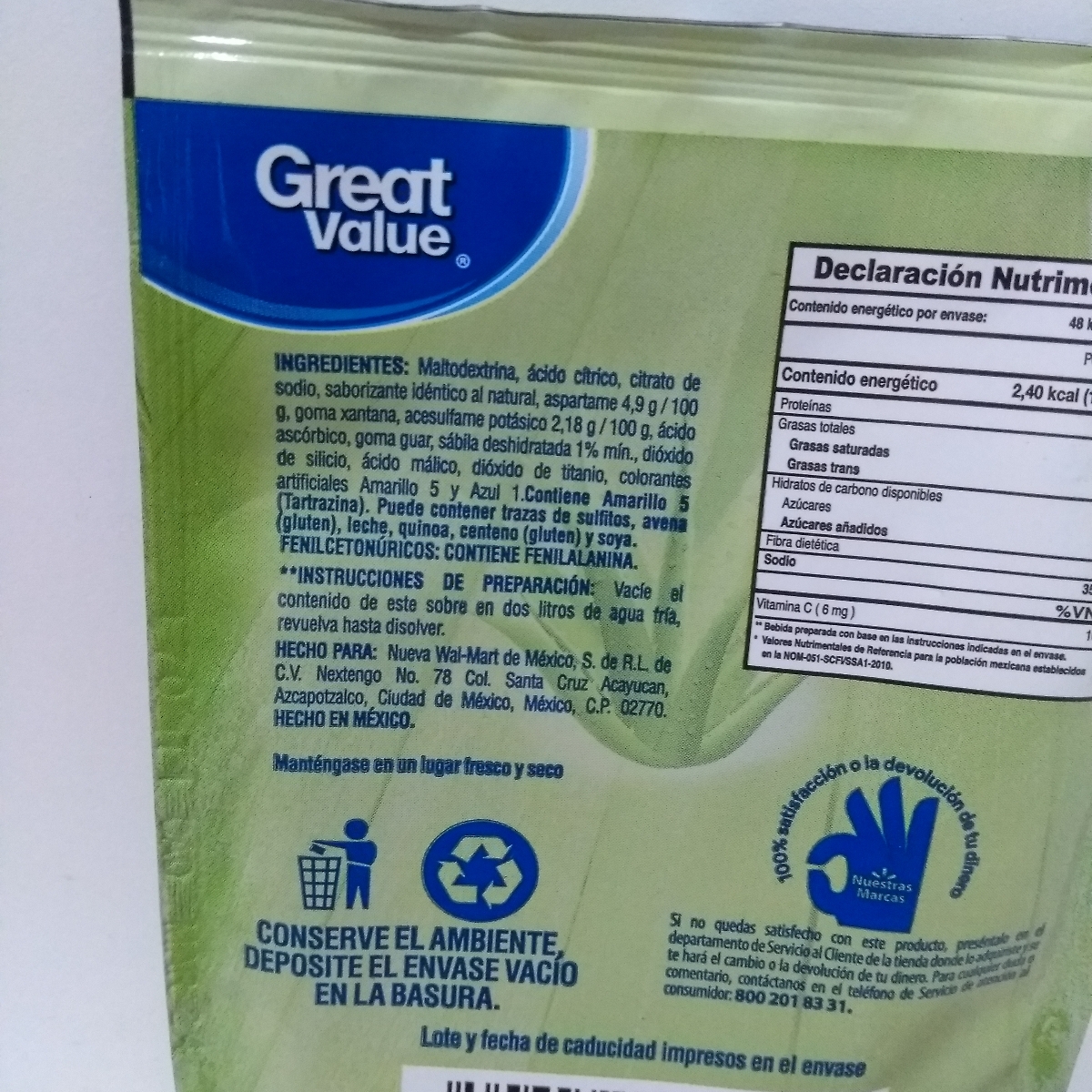 Polvo Sabor Sábila from Great Value - Vegan Product Reviews & Ratings ...