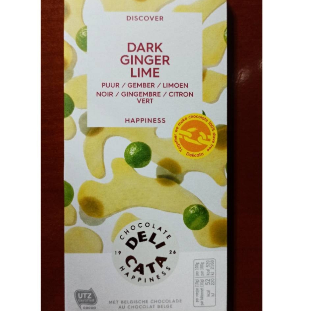 Dark chocolate tablet with ginger and lime from Delicata - Vegan ...