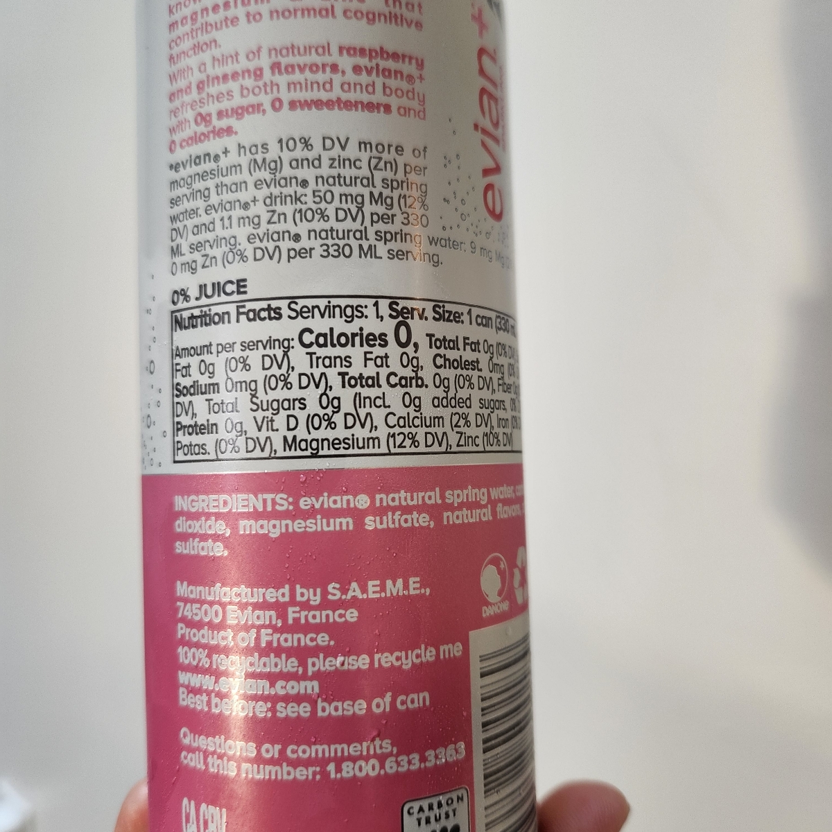 Evian Sparkling Raspberry & Ginseng Magnesium & Zinc from Evian - Vegan ...