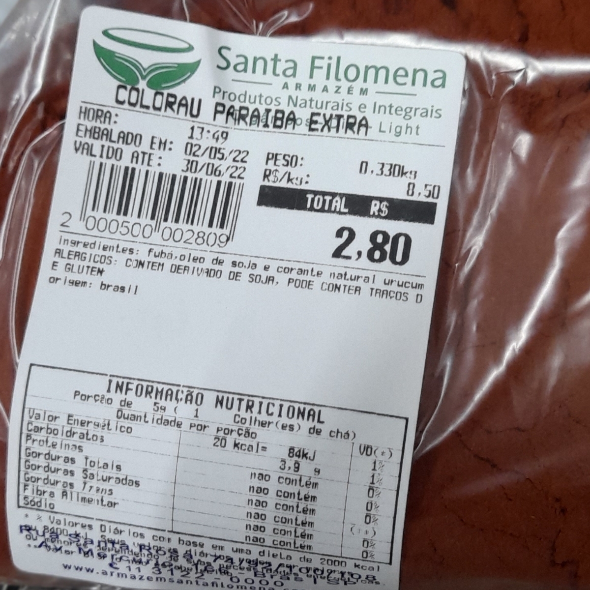 Colorau Paraiba Extra from Armazém Santa Filomena - Vegan Product ...