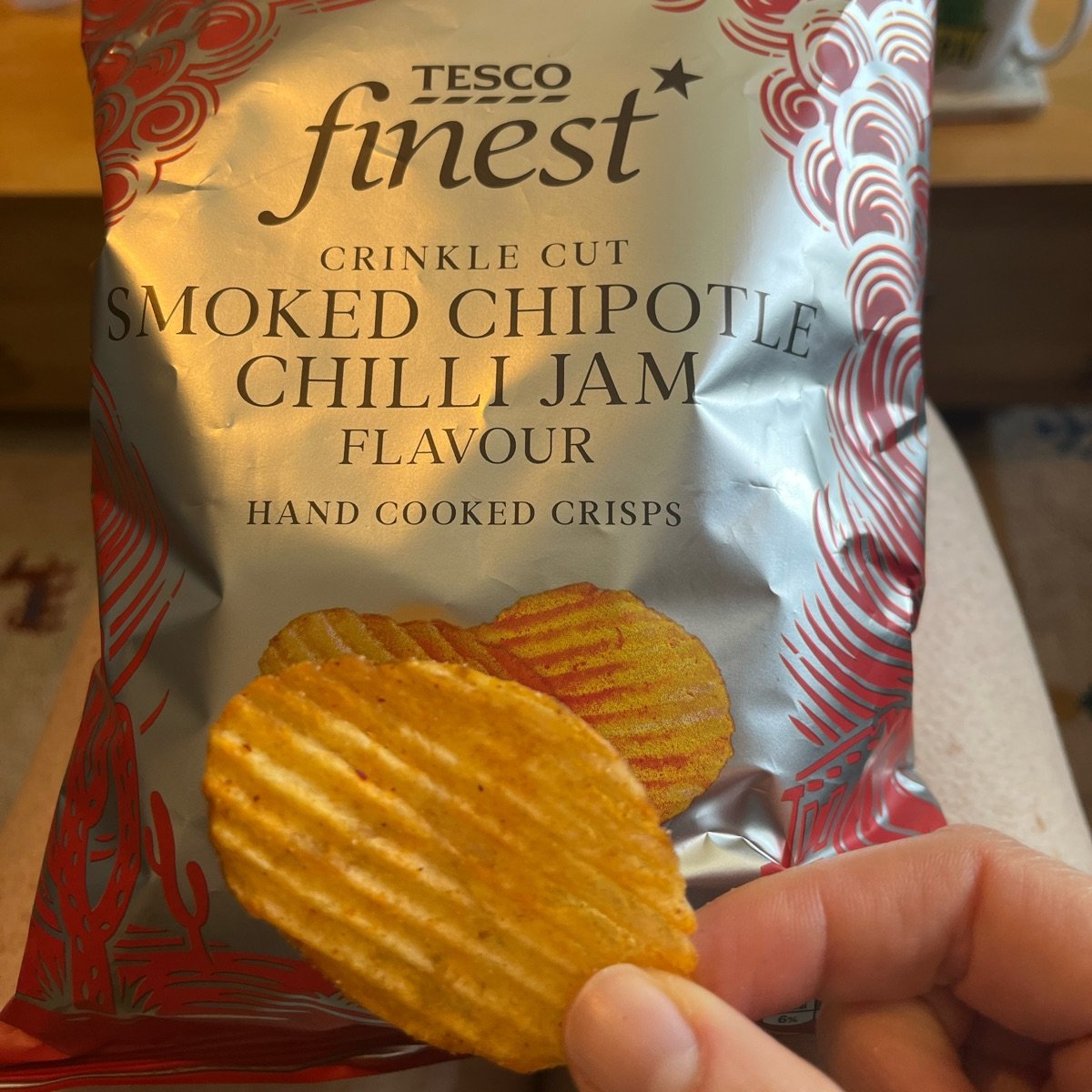 Crinkle Cut Smoked Chipotle Chilli Jam Crisps from Tesco Finest - Vegan ...