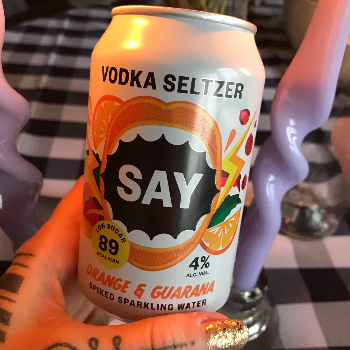 Orange & Guarana Vodka Seltzer from SAY - Vegan Product Reviews ...