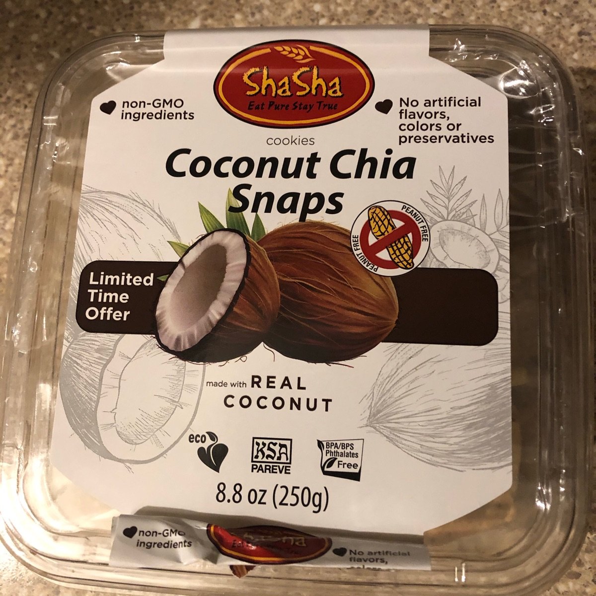ShaSha Coconut Chia Snaps 评价 | abillion