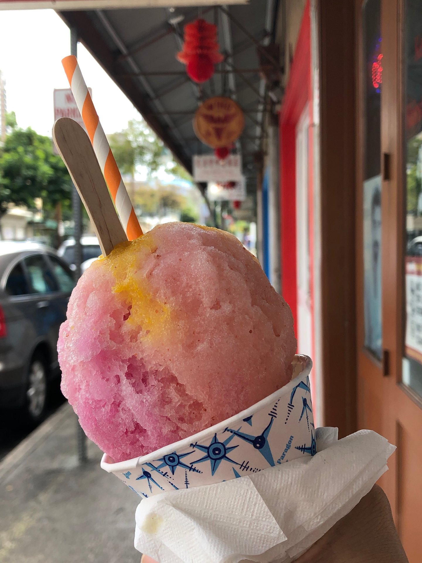 Shaved Ice (Strawberry/Mango/Rose) with Ice-Cream (Black Sesame & Blue ...