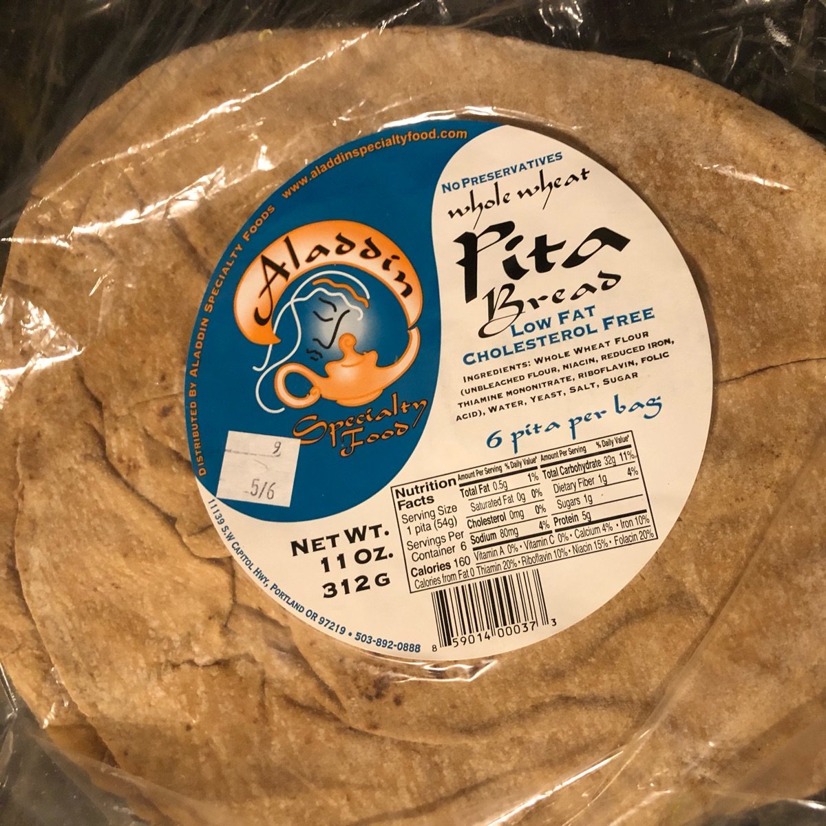 Aladdin Specialty Foods Whole Wheat Pita Brad Reviews | abillion