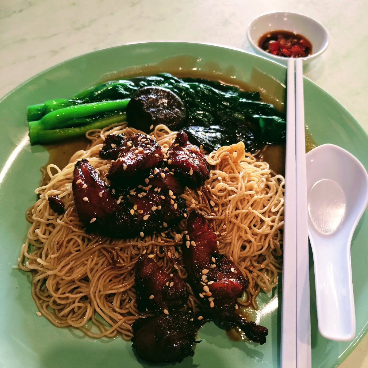 Char Siew Wanton Mee (Dry) at V Kitchen Restaurant (Vegetarian Food ...