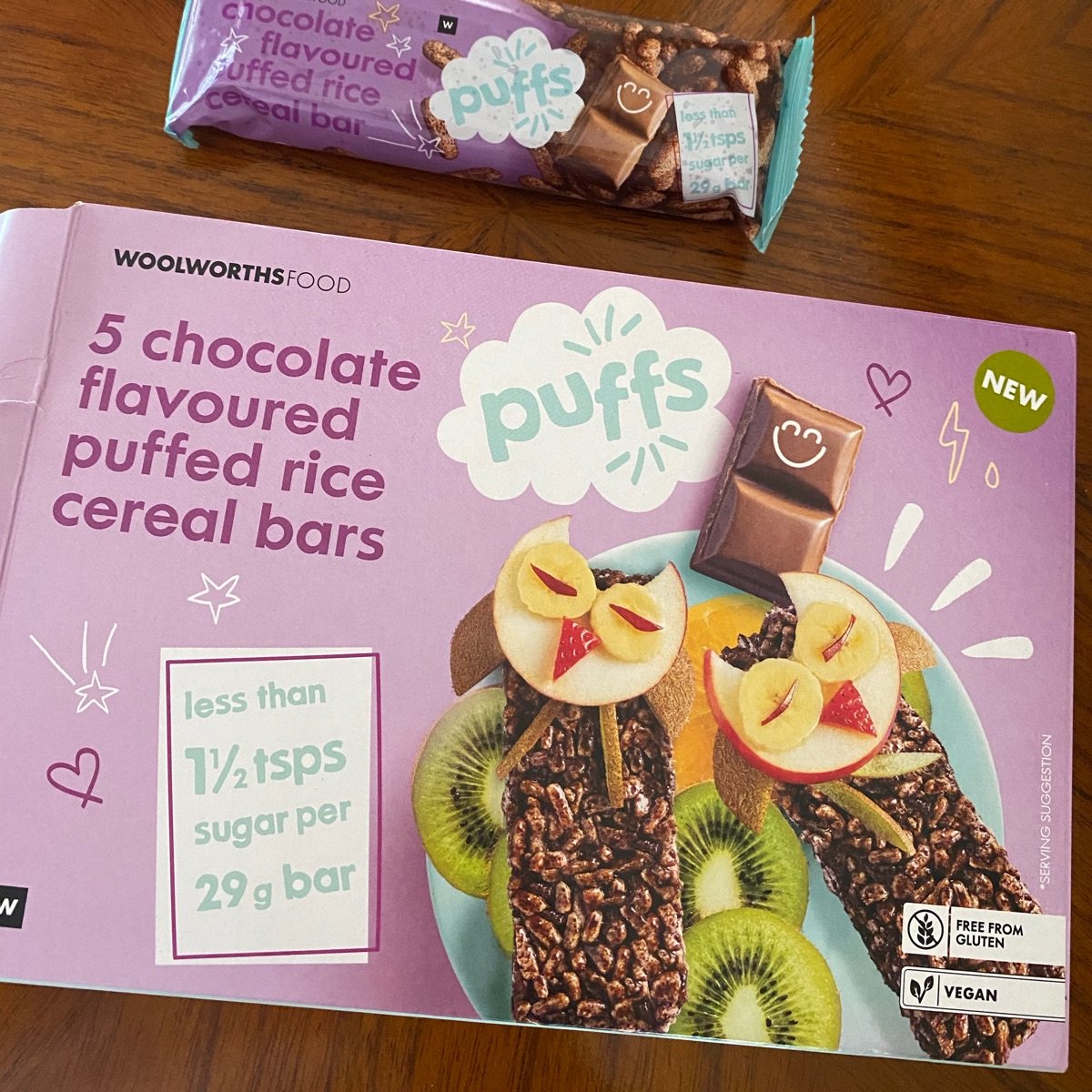 Chocolate Flavoured puffed rice cereal bar from Woolworths Food - Vegan ...