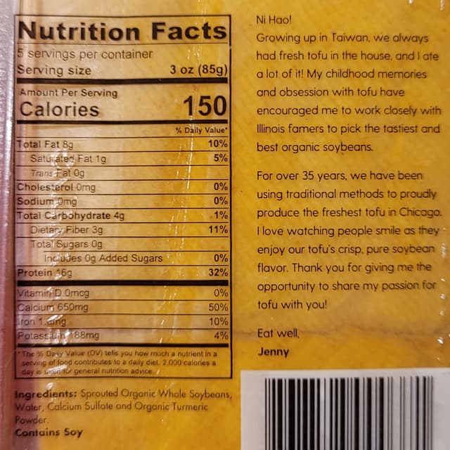 Organic Baked Turmeric Tofu from Jenny's Tofu - Vegan Product Reviews ...