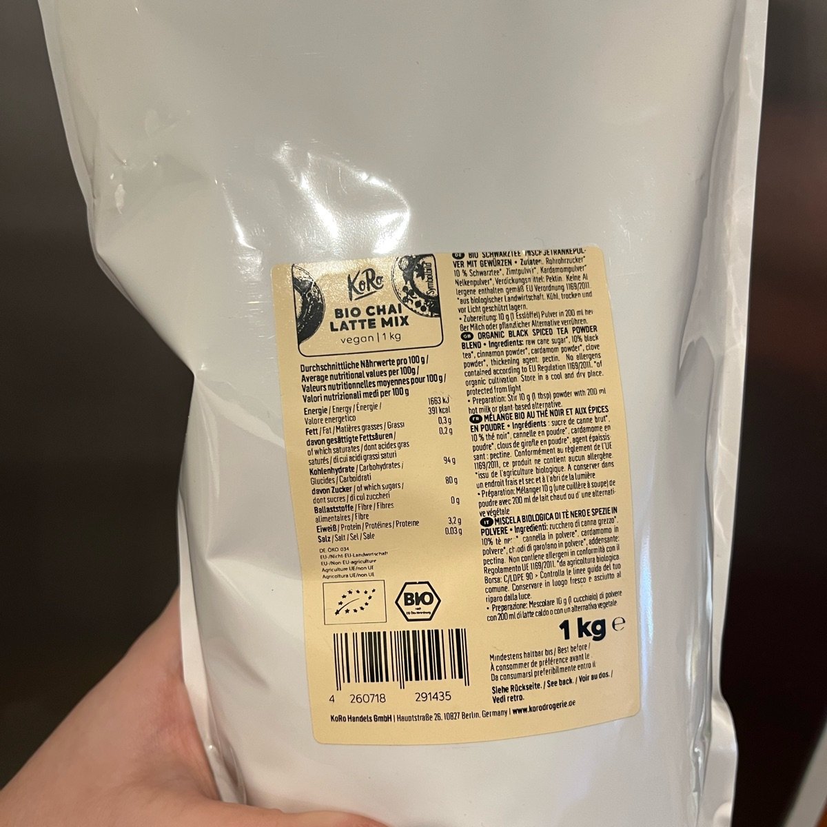 bio chai latte mix from Koro - Vegan Product Reviews & Ratings | abillion