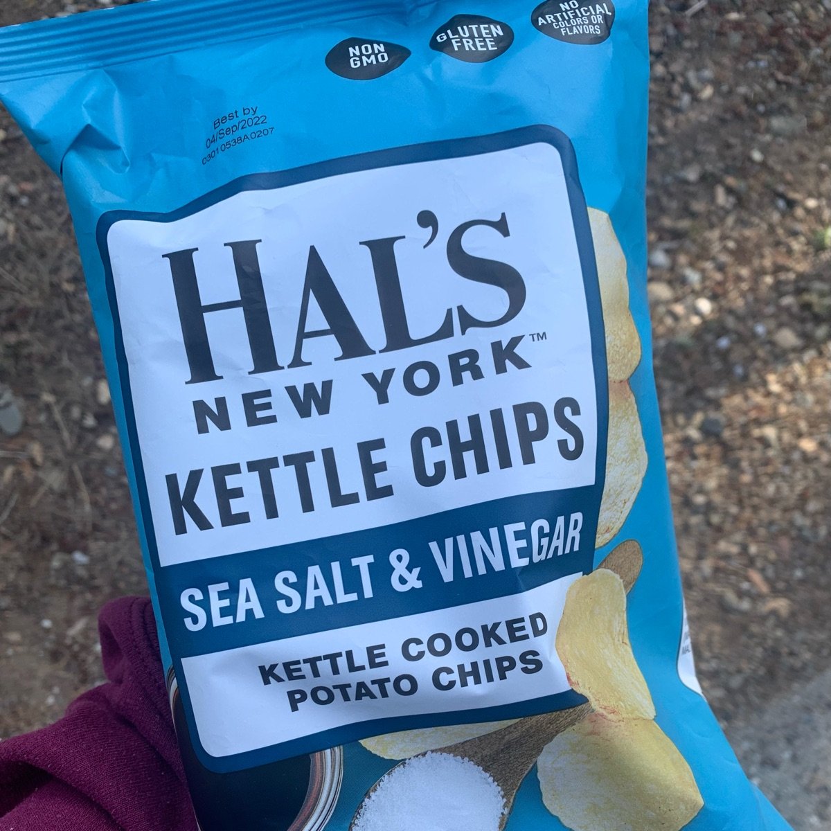 Kettle chips salt & vinegar from Hal’s New york - Vegan Product Reviews ...