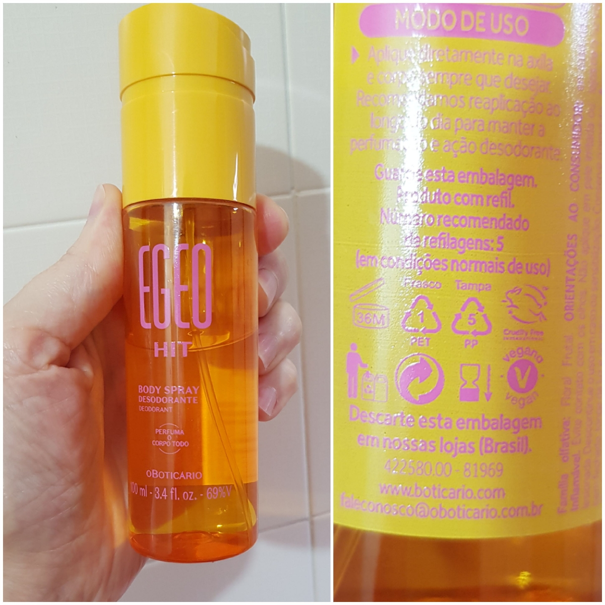 Egeo HIT body Splash from O Boticário - Vegan Product Reviews & Ratings ...