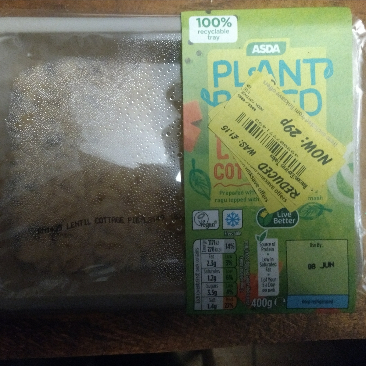 Lentil Cottage Pie from Asda Plant Based - Vegan Product Reviews ...