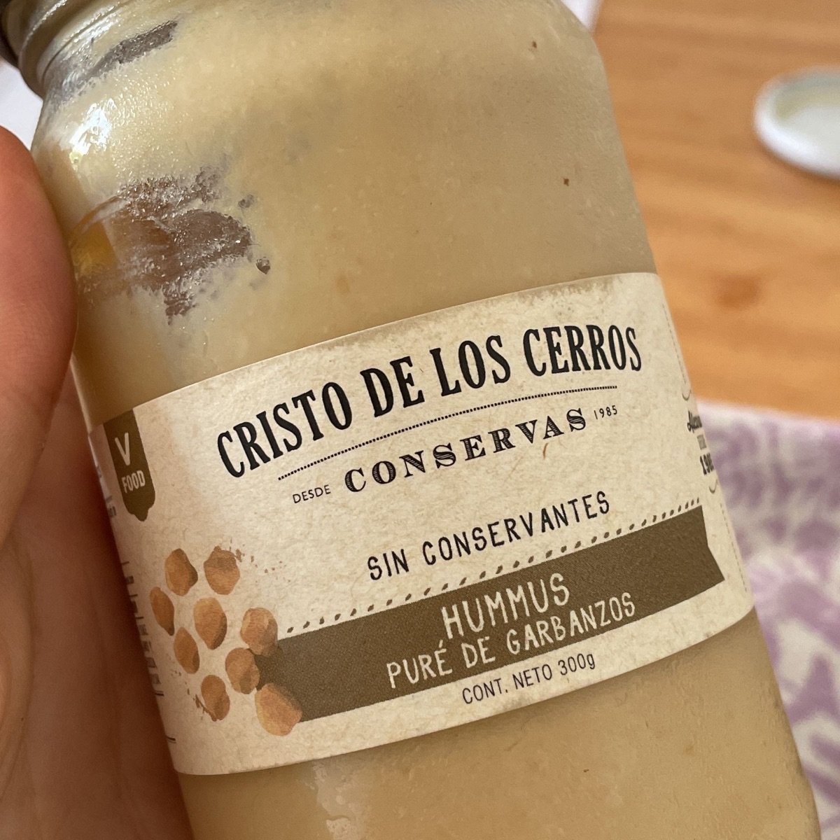 Hummus Pure de Garbanzo from Cristo de los Cerros - Vegan Product ...