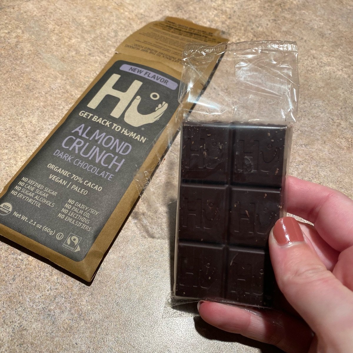 Almond Crunch Dark Chocolate from Hu Kitchen - Vegan Product Reviews ...